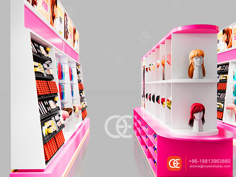 Custom Hair Store Design Wig Shop Display Counter Beauty Rack
