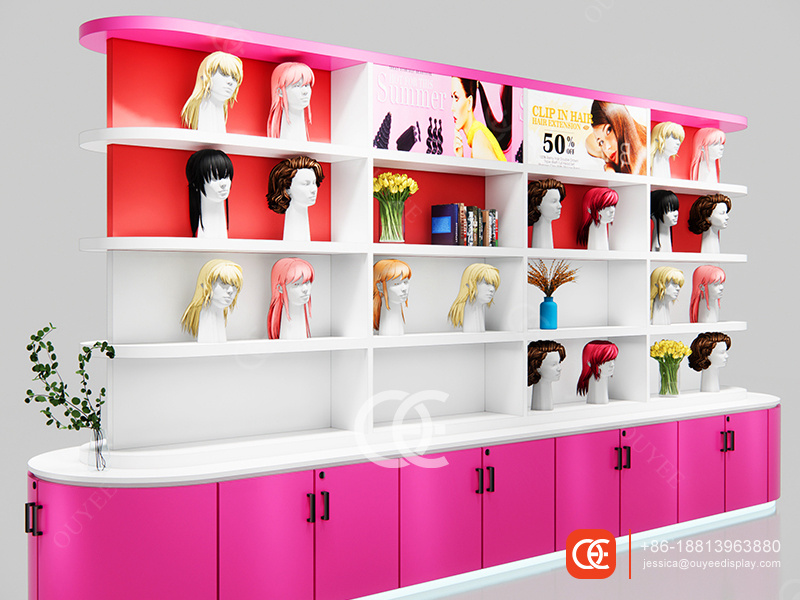 Slatwall Display Fixtures Hair Counter Beauty Store Shelf