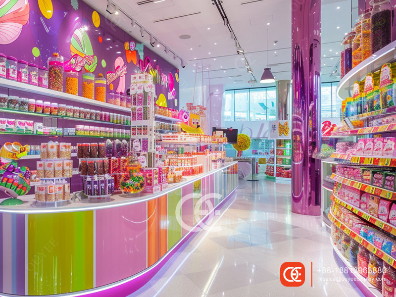 Glass Candy Cabinet Snack Food Racks Sweet Shop Display