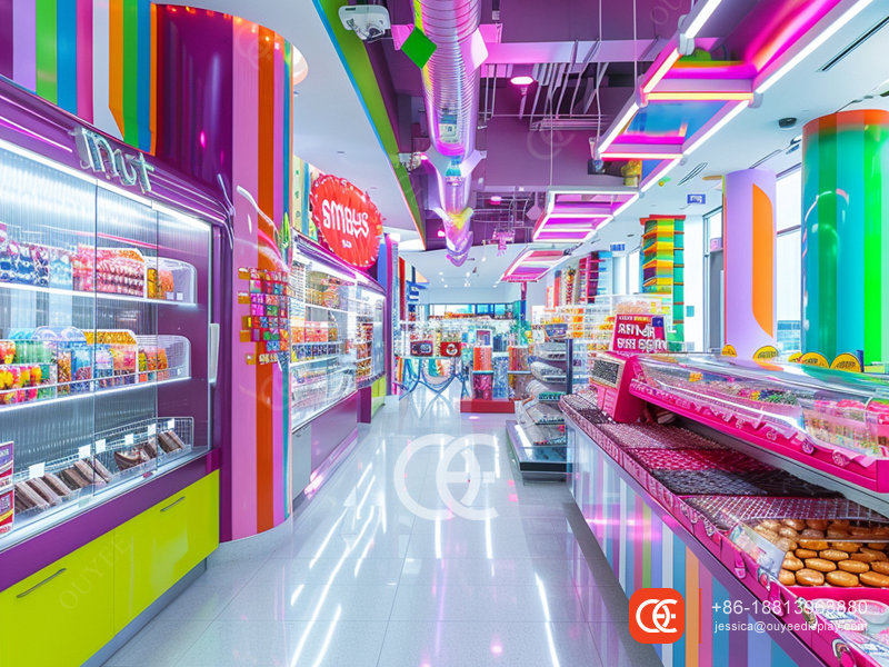 Chocolate Candy Display Sweet Shop Shelves Snack Counter