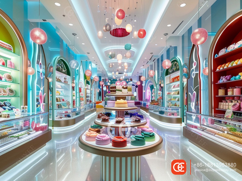 Custom Sweet Display Counter Snack Shelves Candy Fixtures