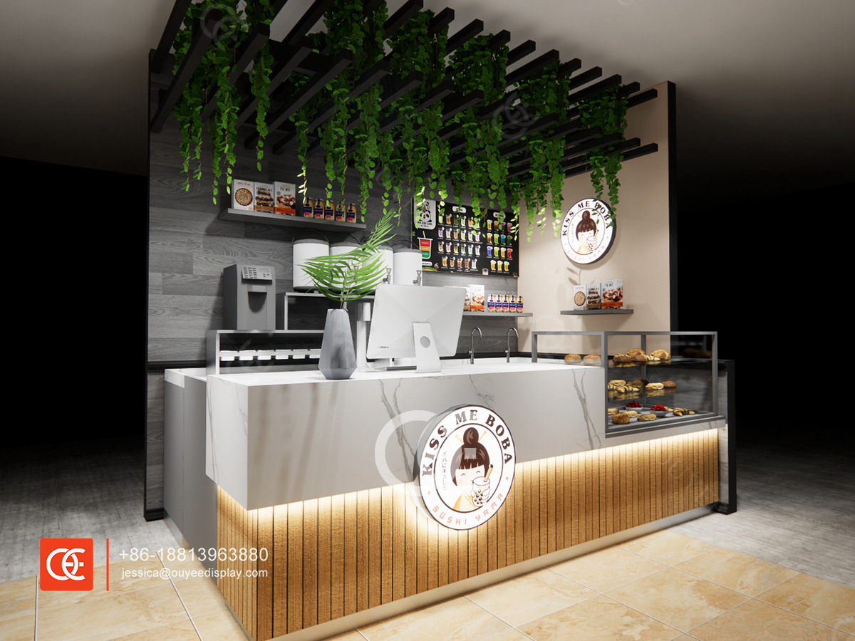 Cafe Counter Layout Coffee Shop Fixtures Milk Tea Bar Design