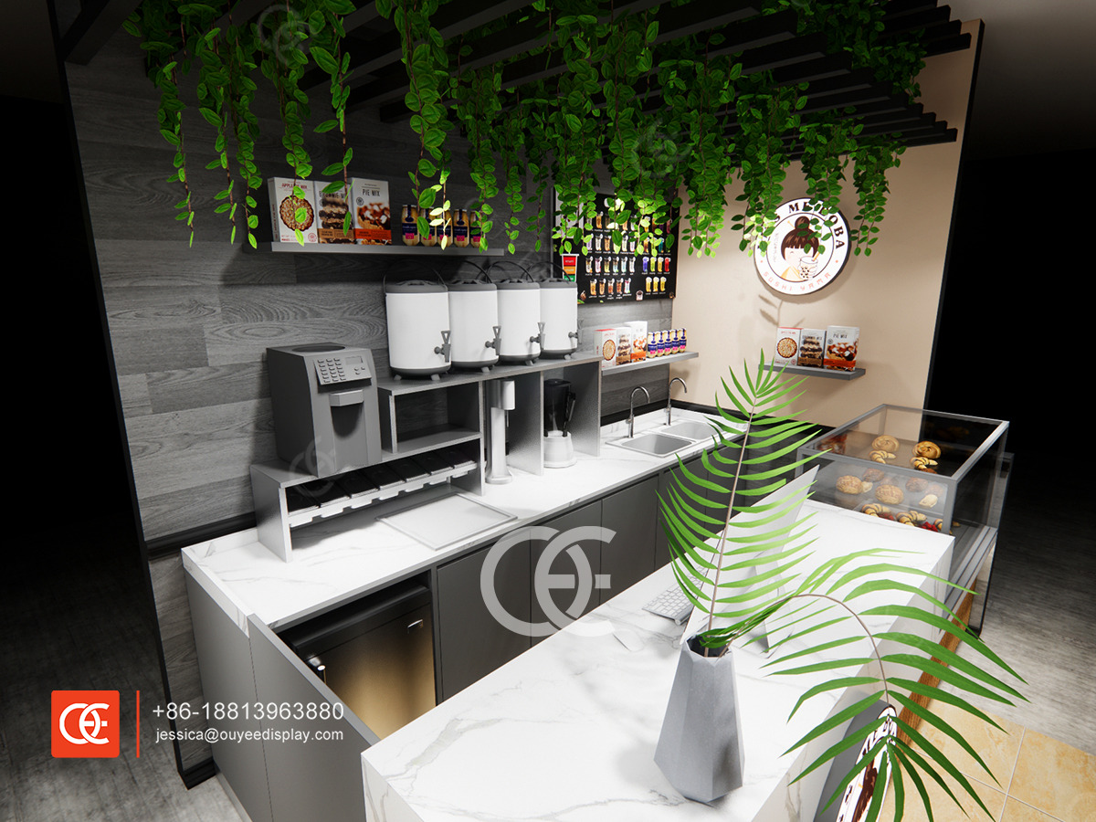 Cafe Counter Layout Coffee Shop Fixtures Milk Tea Bar Design