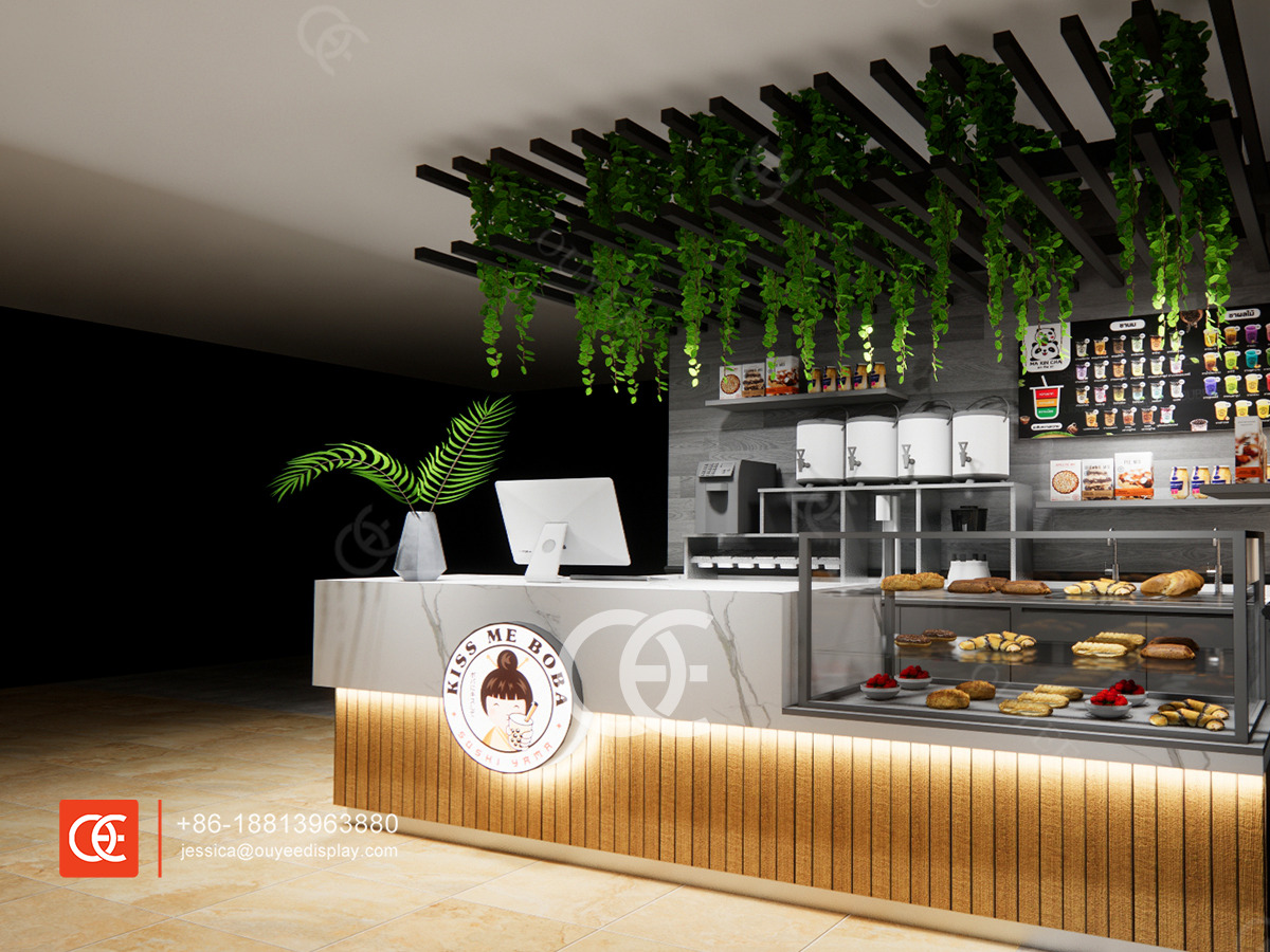 Cafe Counter Layout Coffee Shop Fixtures Milk Tea Bar Design