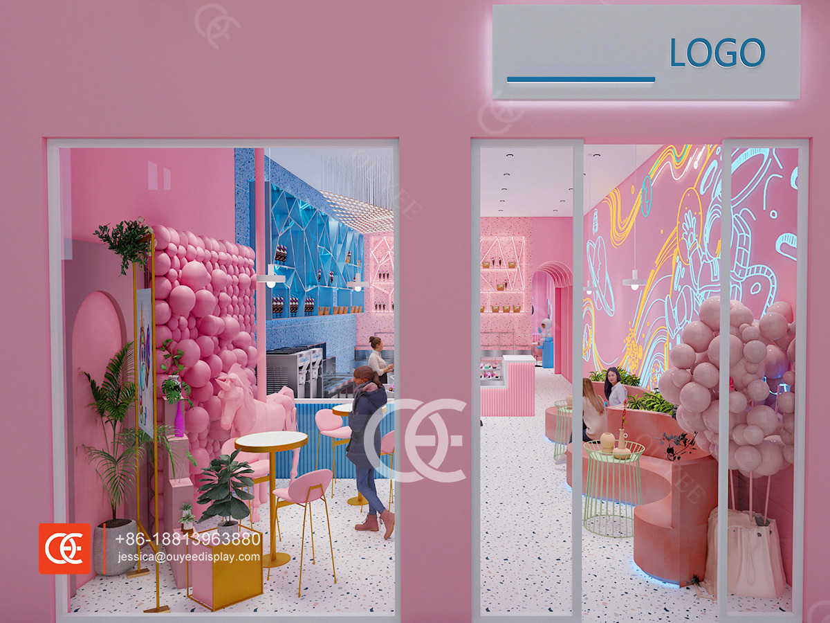 Colorful Coffee Shop Design Cafe Counter Milk Tea Shop Design