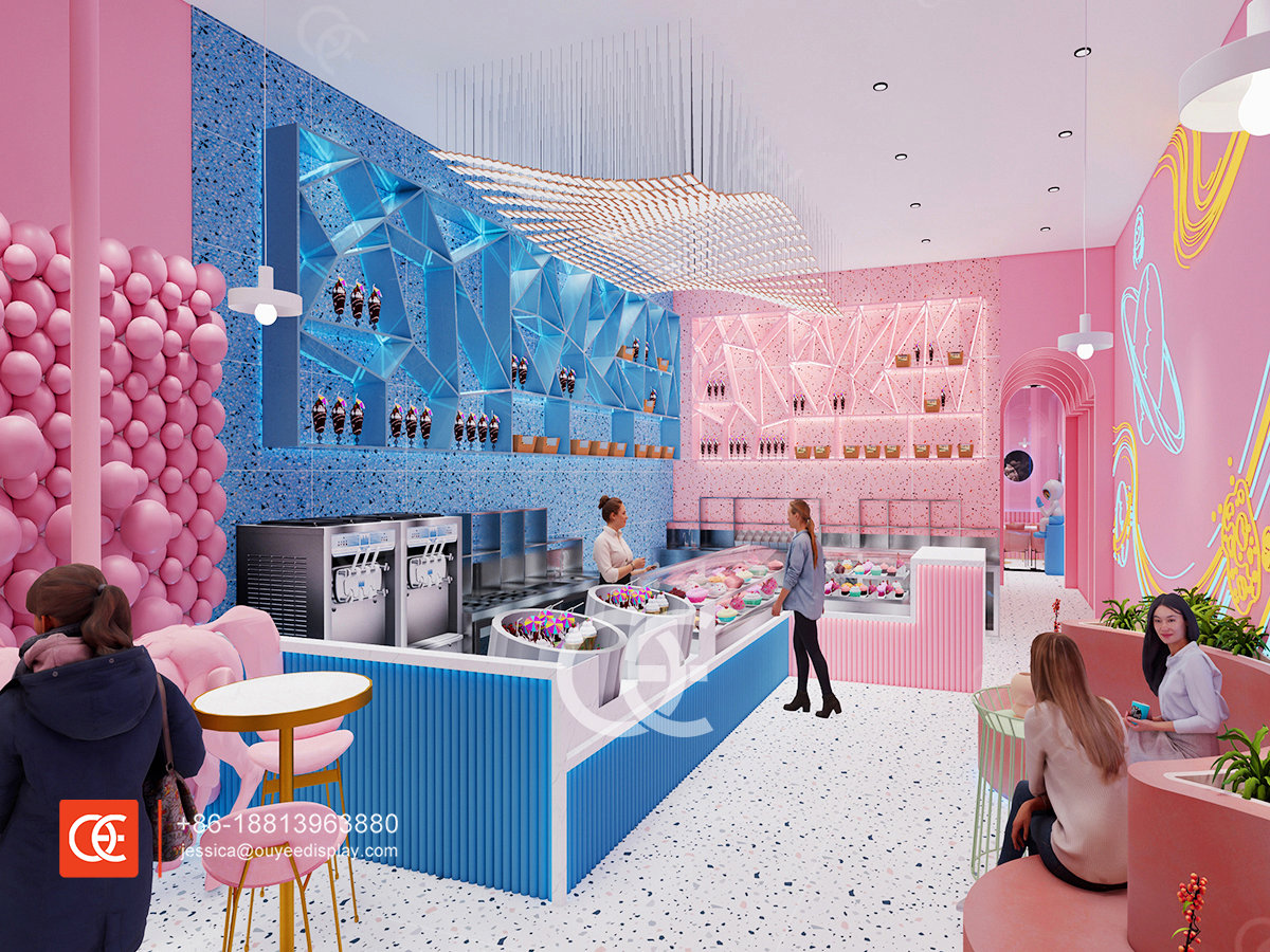 Colorful Coffee Shop Design Cafe Counter Milk Tea Shop Design