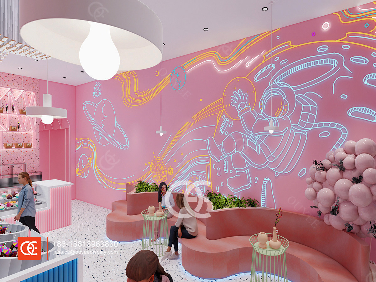 Colorful Coffee Shop Design Cafe Counter Milk Tea Shop Design
