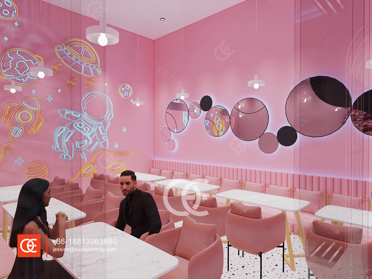 Colorful Coffee Shop Design Cafe Counter Milk Tea Shop Design