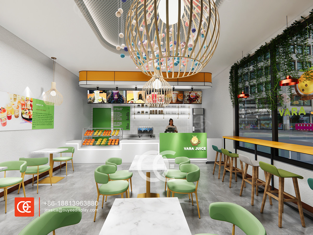 Dessert Cafe Interior Design Modern Milk Tea Shop Sweet Shop Display ...