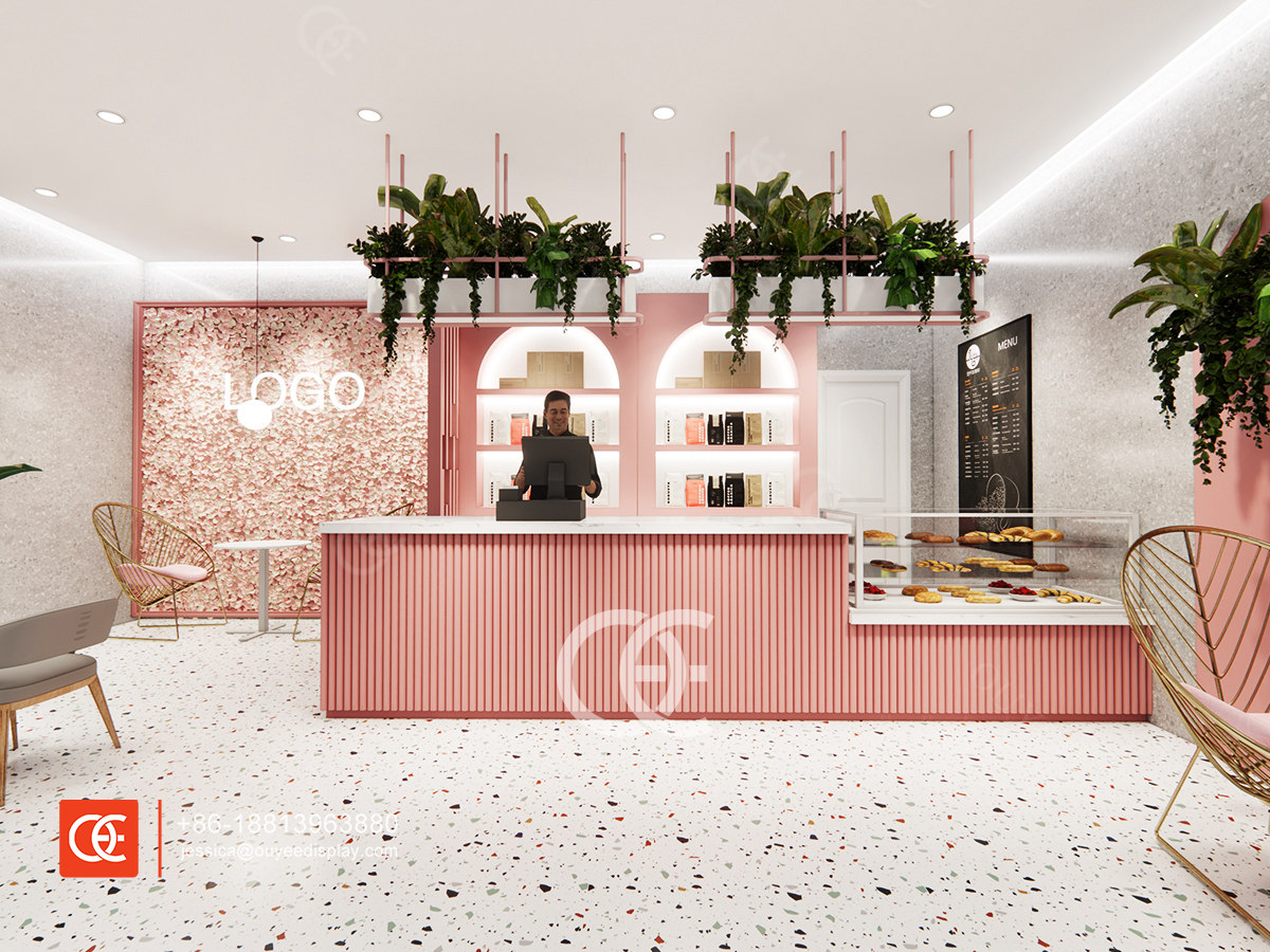 Dessert Cafe Interior Design Snack Display Case Milk Tea Bar Design