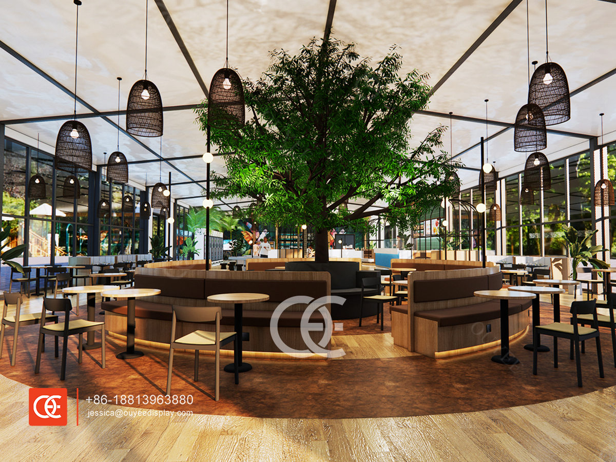 Garden Cafe Interior Design Coffee Bar Display Milk Tea Counter