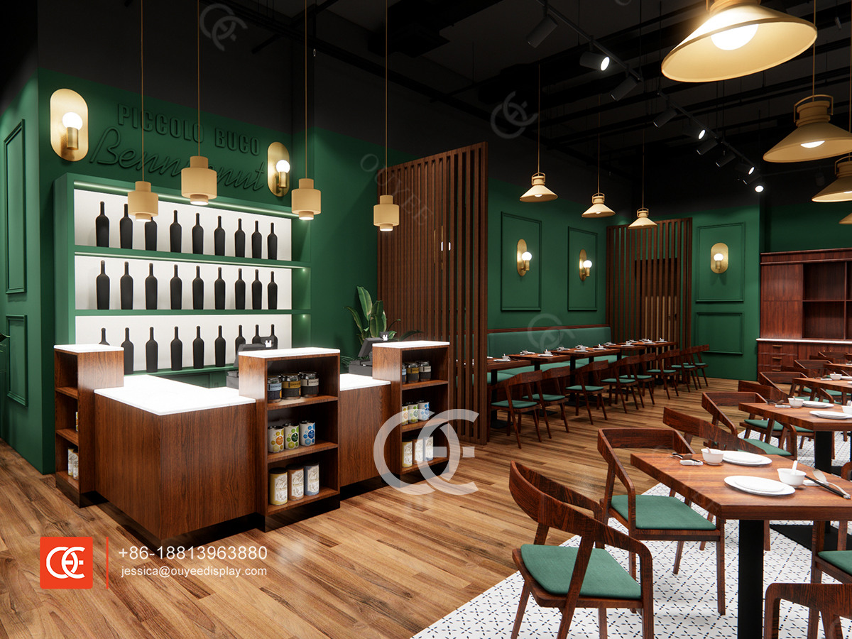 Green Cafe Design Coffee Shop Display Case Bubble Tea Shop Interior Design