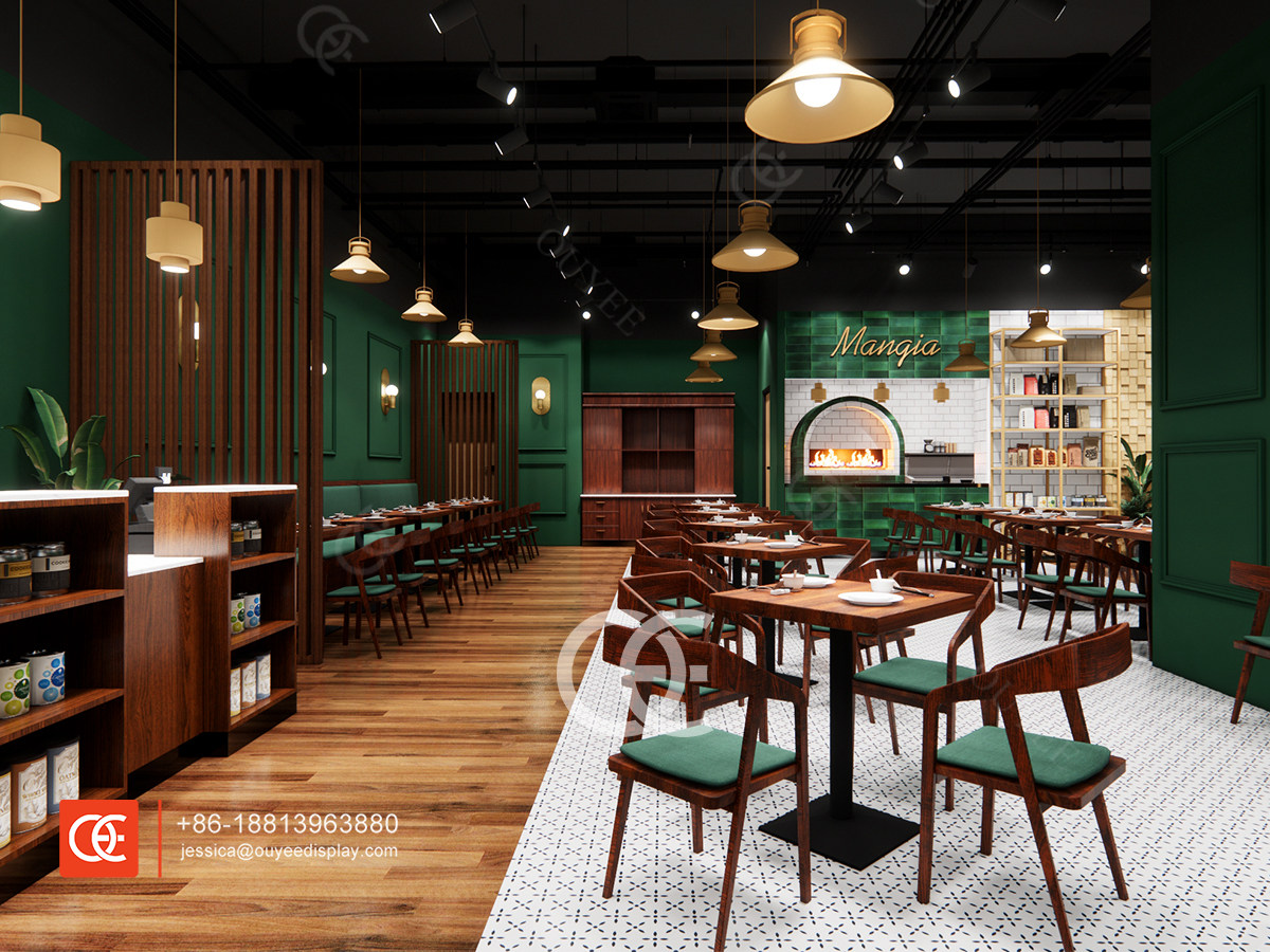 Green Cafe Design Coffee Shop Display Case Bubble Tea Shop Interior Design