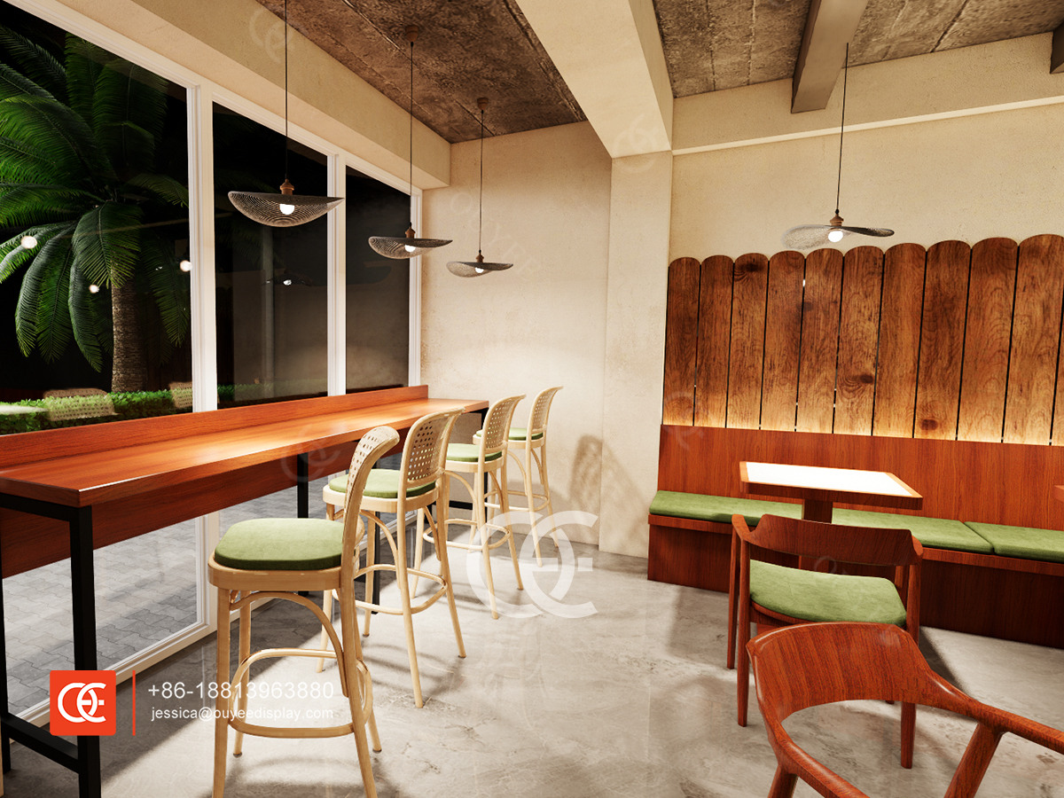 Green Coffee Shop Design Coffee Counter Layout Milk Tea Layout