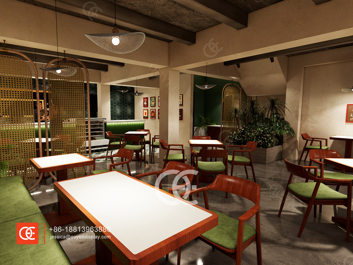 Green Coffee Shop Design Coffee Counter Layout Milk Tea Layout