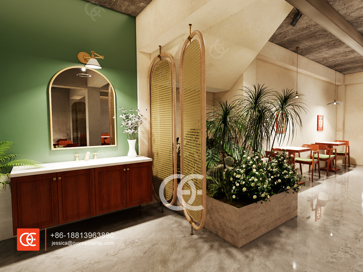 Green Coffee Shop Design Coffee Counter Layout Milk Tea Layout