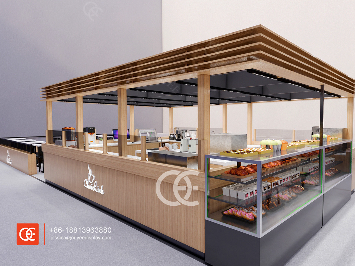 Kiosk Cafe Design Coffee Shop Display Case Milk Tea Interior Design