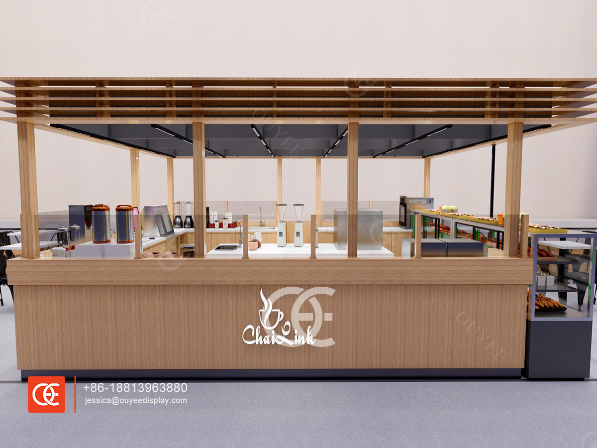 Kiosk Cafe Design Coffee Shop Display Case Milk Tea Interior Design