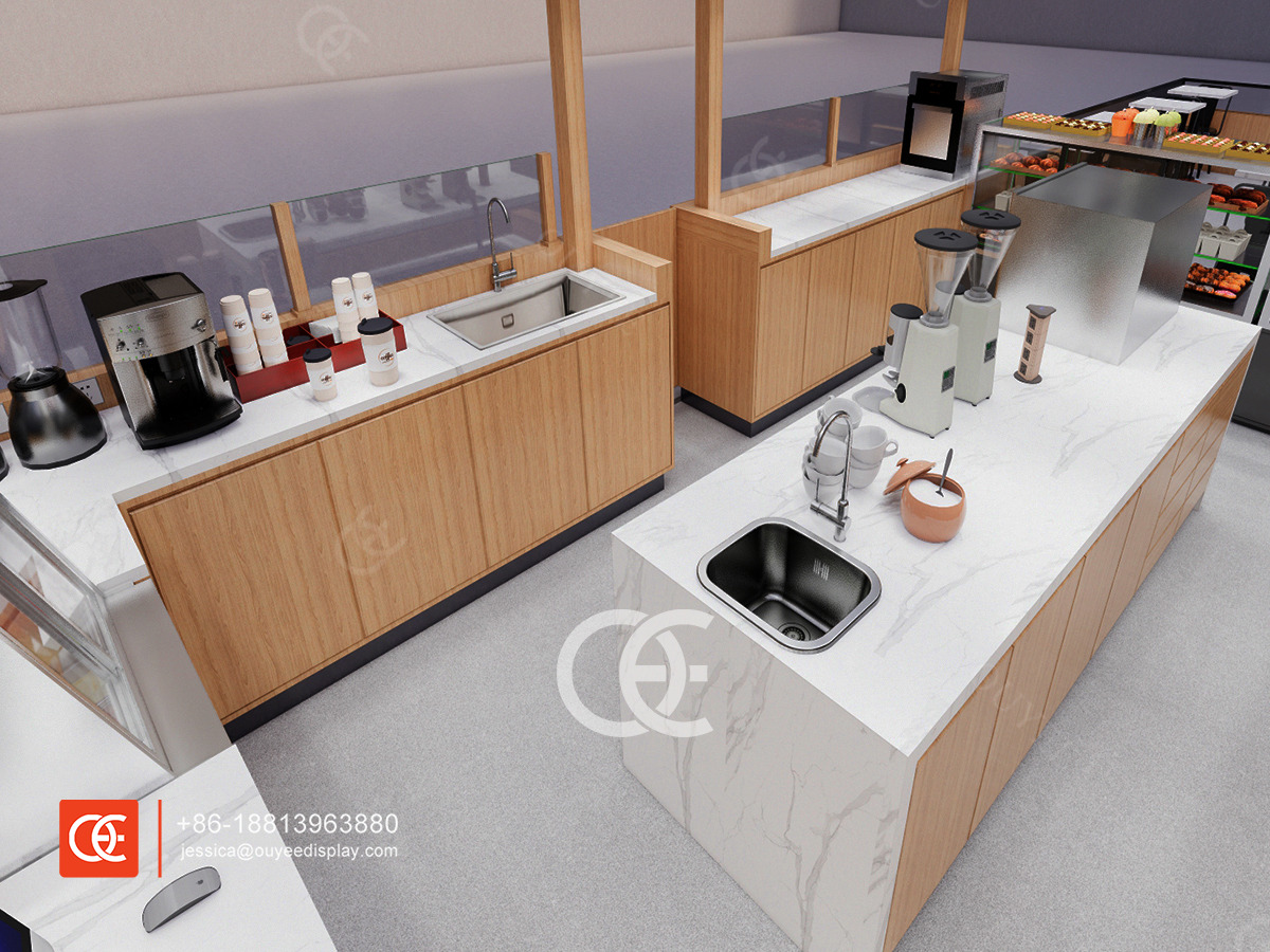 Kiosk Cafe Design Coffee Shop Display Case Milk Tea Interior Design