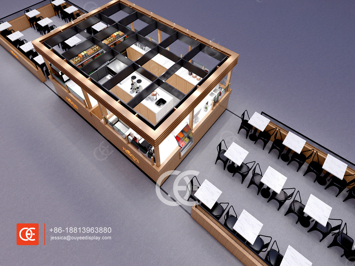 Kiosk Cafe Design Coffee Shop Display Case Milk Tea Interior Design