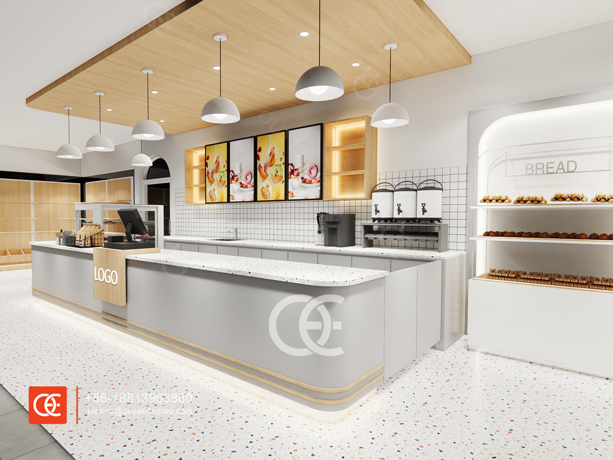 Modern Coffee Shop Counter Cafe Bubble Tea Service Counter