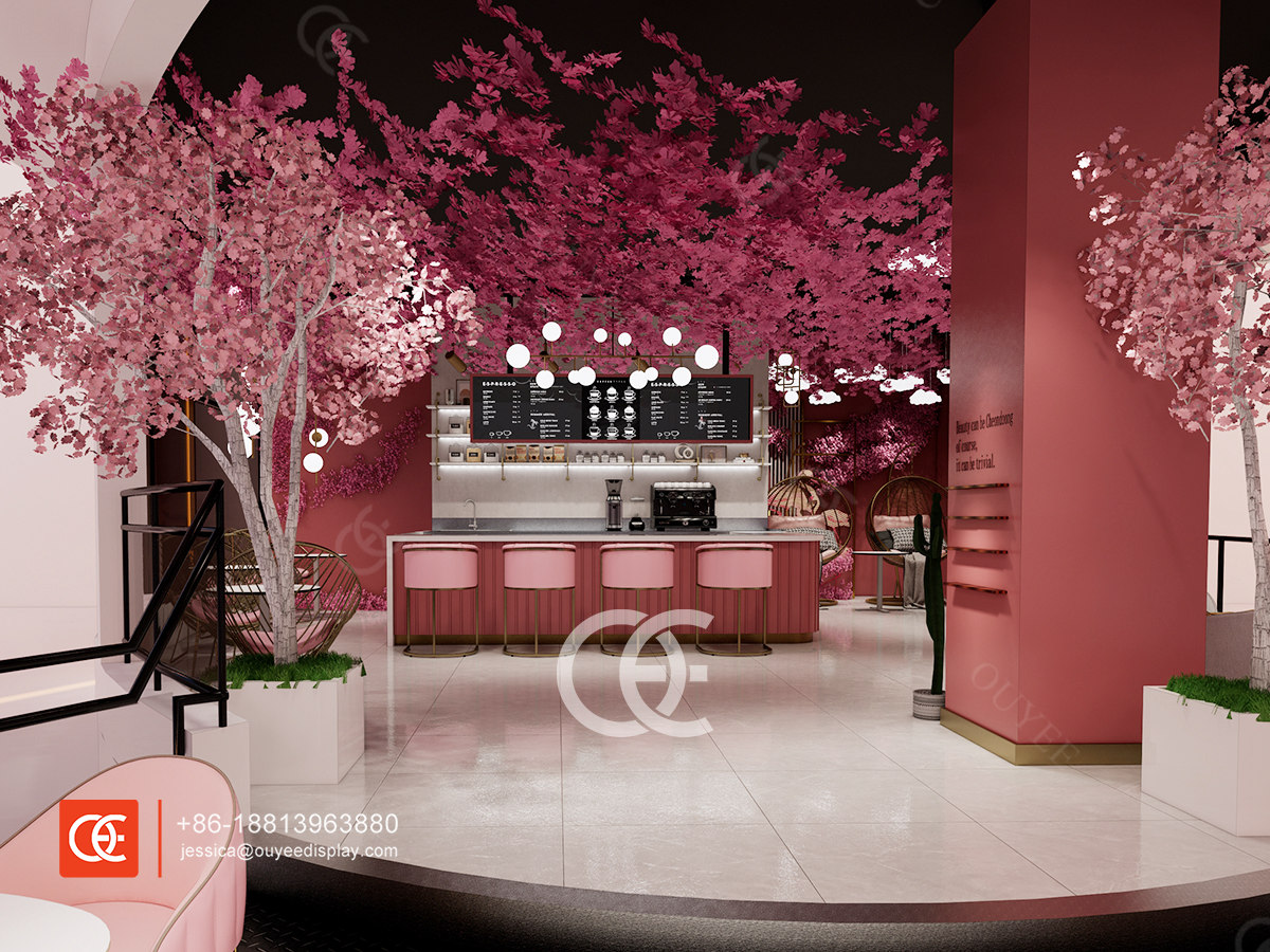 Modern Pink Coffee Shop Milk Tea Shop Design Cafe Retail Shop