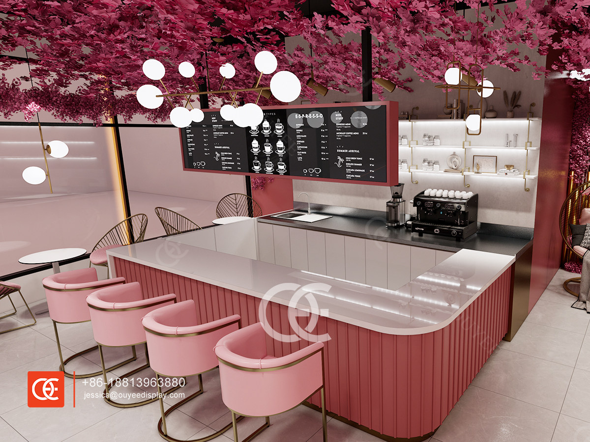 Modern Pink Coffee Shop Milk Tea Shop Design Cafe Retail Shop