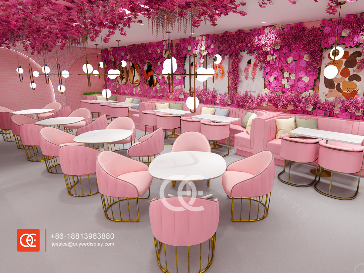 Pink Coffee Shop Design Coffee Counter Layout Milk Tea Shop Design