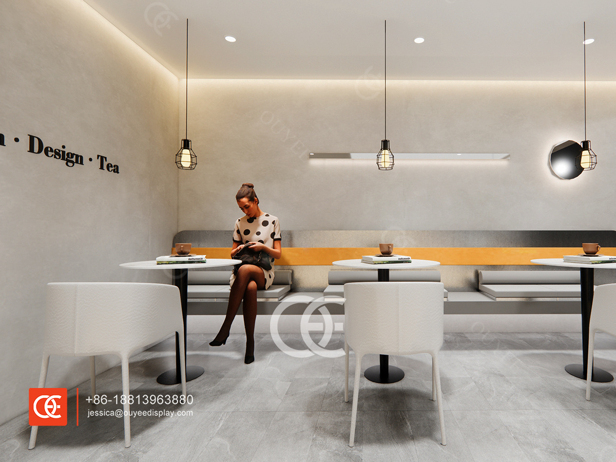 Simple Coffee Shop Bubble Tea Shop Interior Design Coffee Display Case