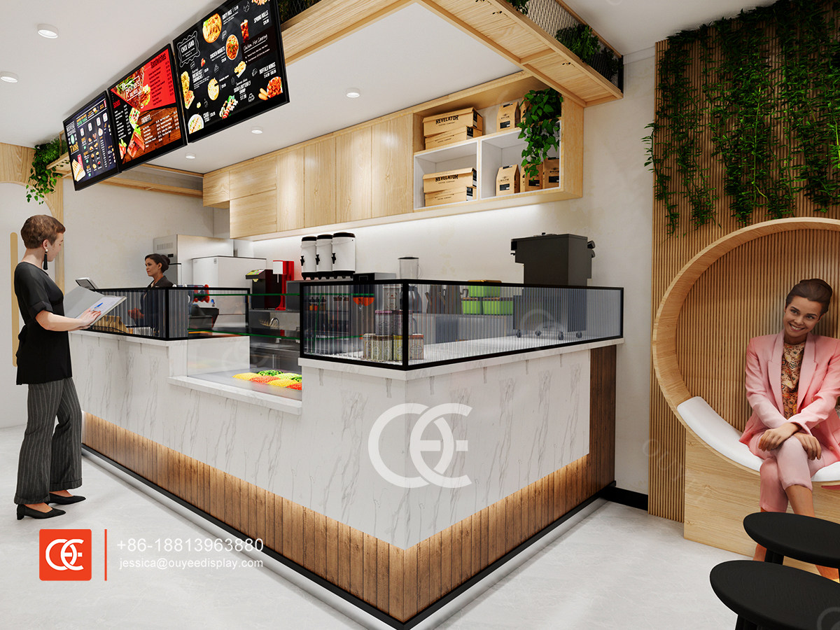 Small Coffee Shop Counter Front Design Milk Tea Layout Design