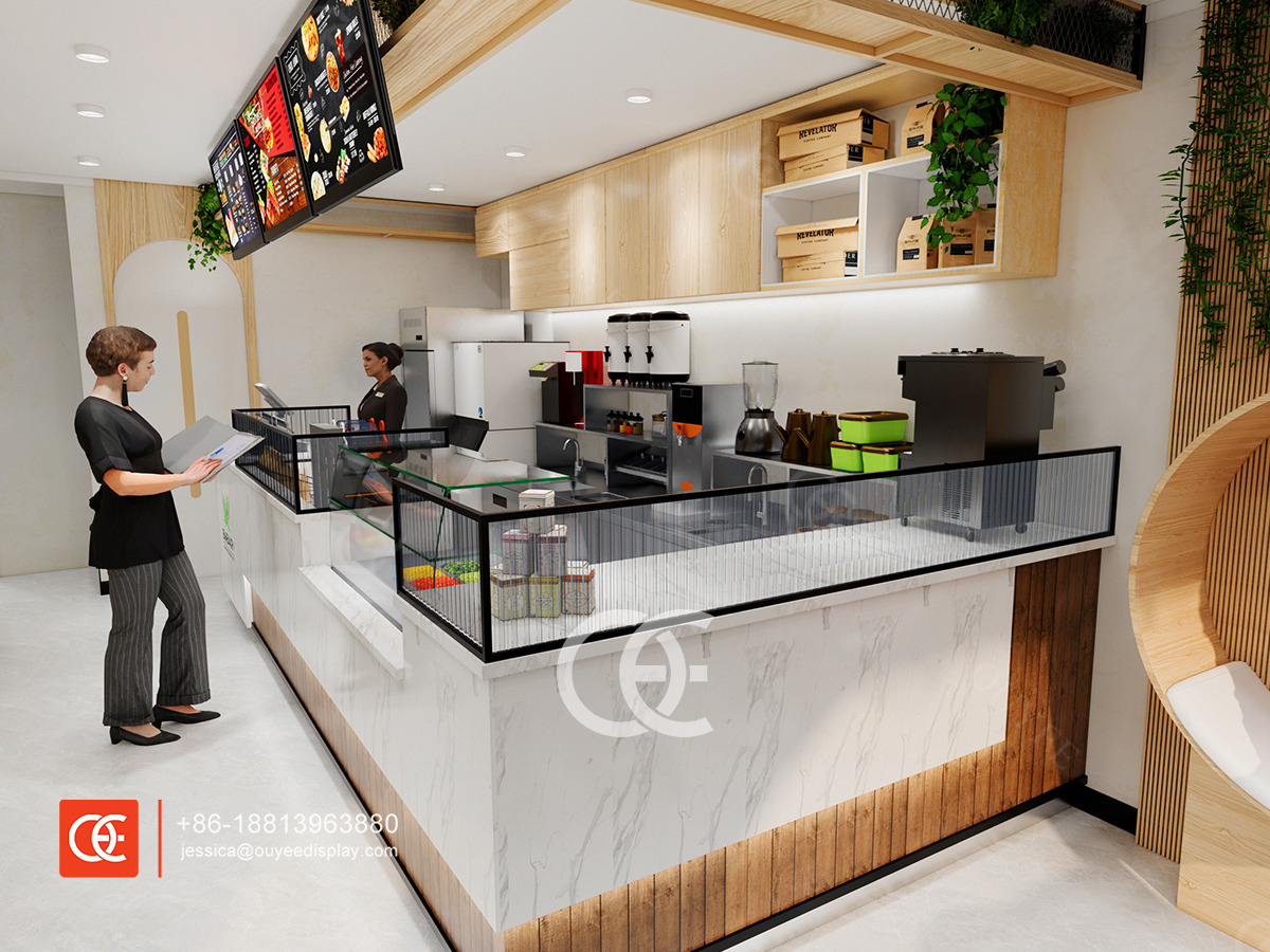 Small Coffee Shop Counter Front Design Milk Tea Layout Design