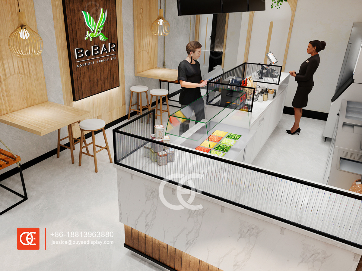 Small Coffee Shop Counter Front Design Milk Tea Layout Design