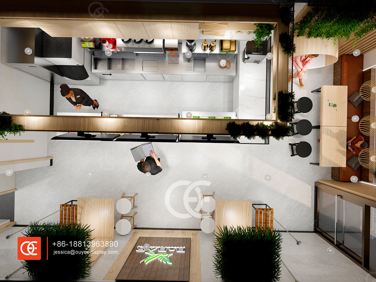 Small Coffee Shop Counter Front Design Milk Tea Layout Design