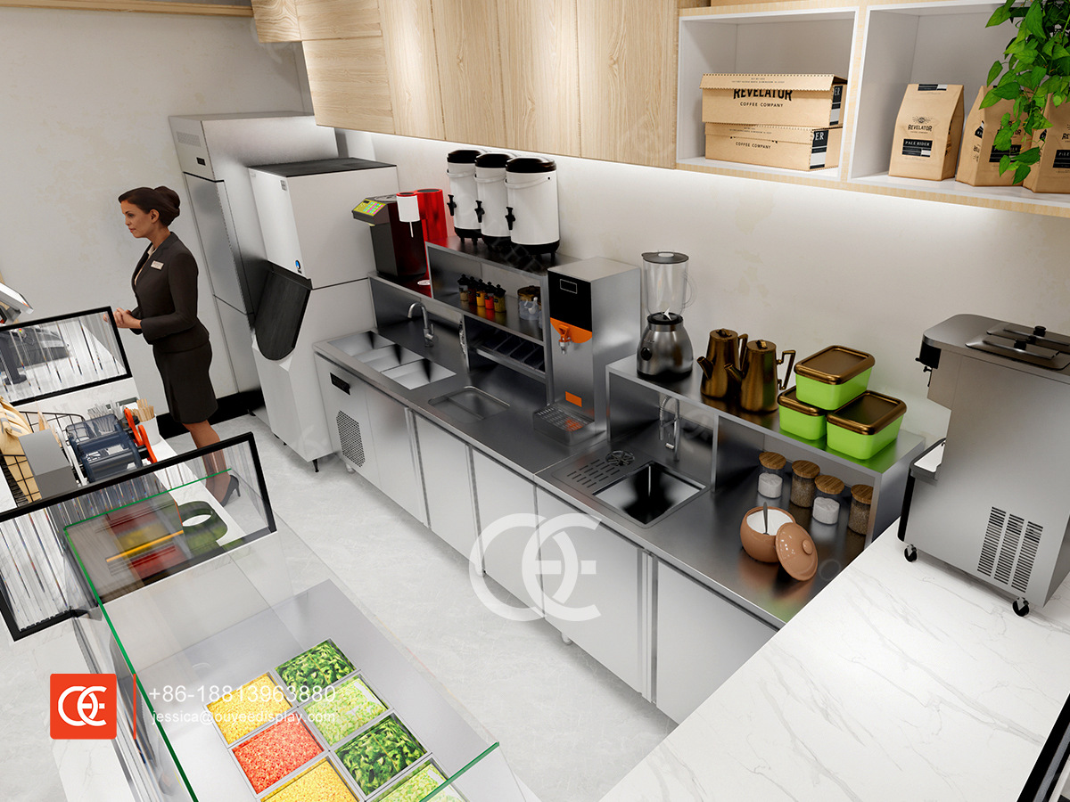 Small Coffee Shop Counter Front Design Milk Tea Layout Design
