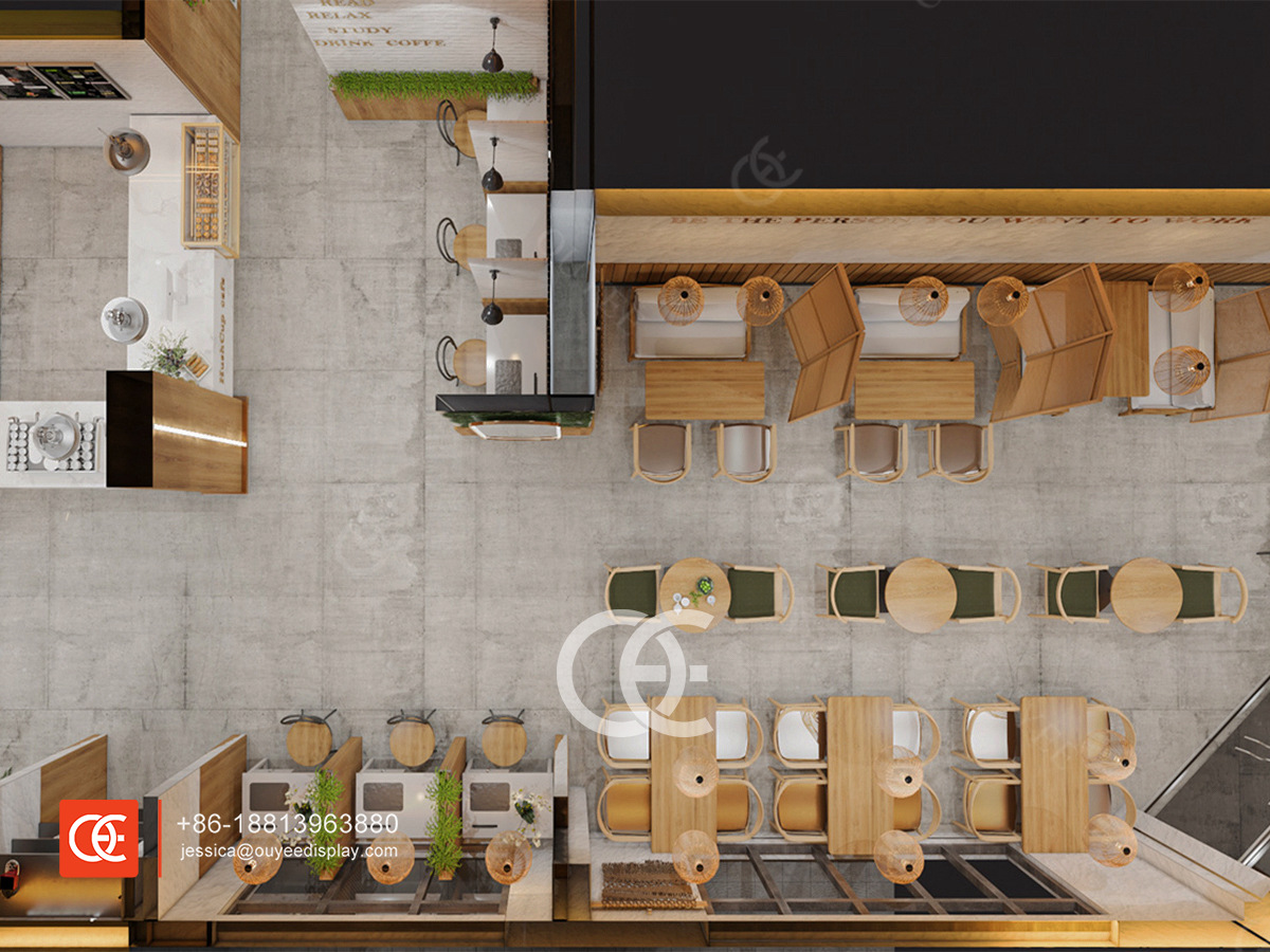 Wooden Cafe Design Coffee Shop Cashier Bubble Tea Shop Counter