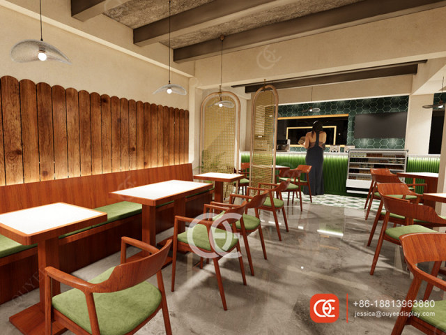 Green Coffee Shop Design Coffee Counter Layout Milk Tea Layout