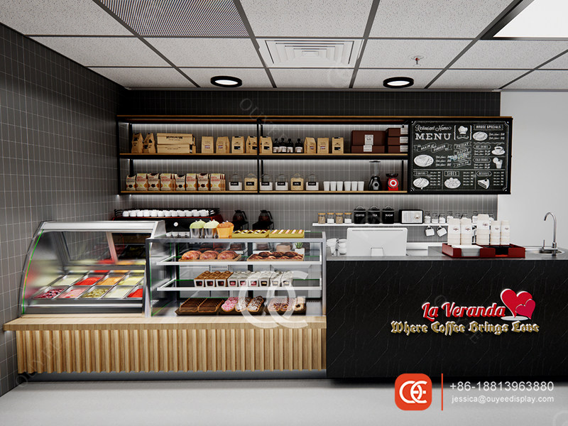 Coffee Display Counter Coffee Bar Design Milk Tea Shop