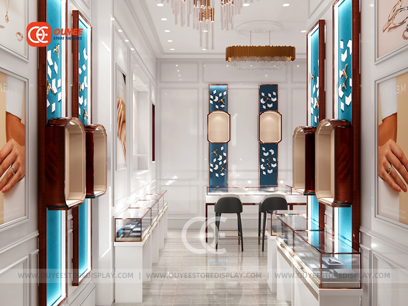 Luxury White Gold Glass Metal Jewelry Displays Modern Crystal Ideas