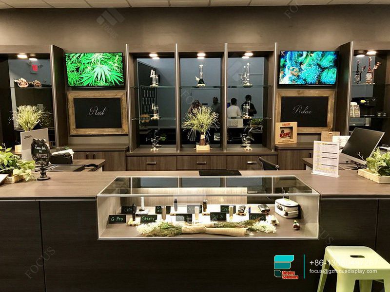 Cigarettes Display Glass Counter Display Tobacco Cabinet