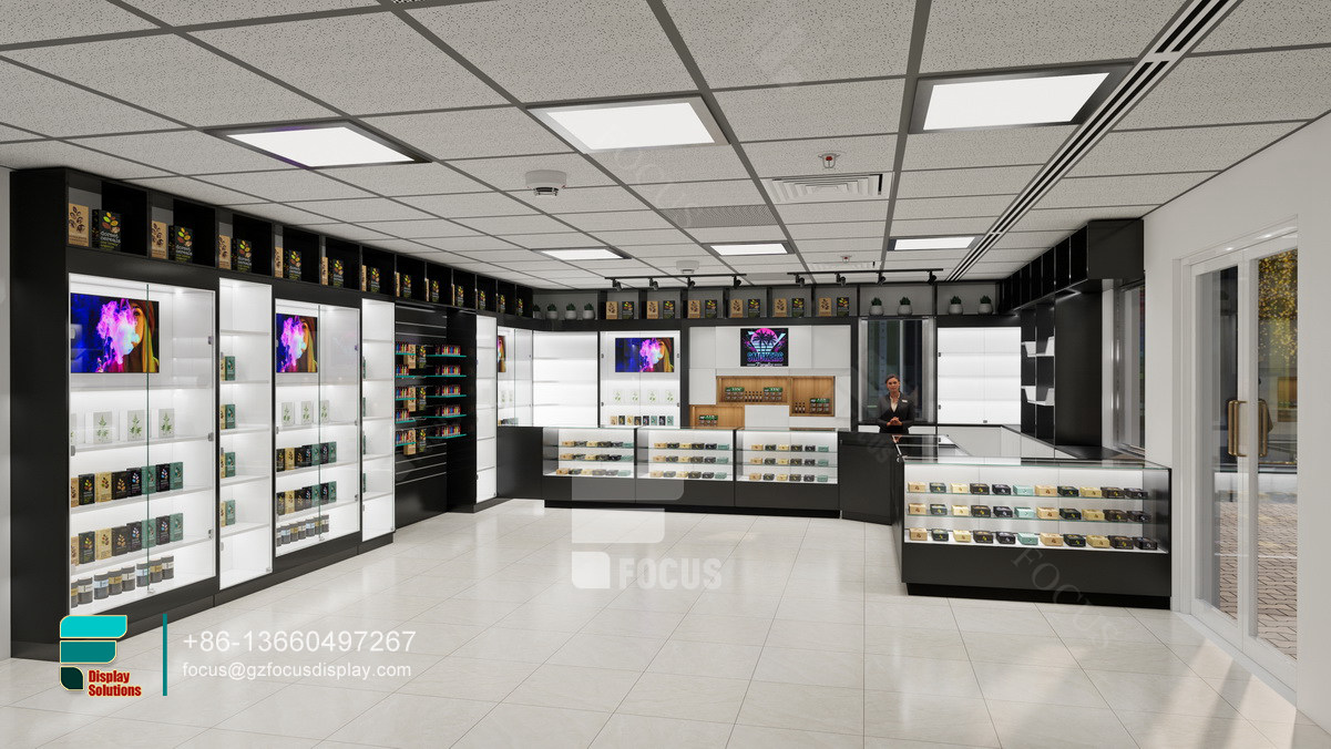 E Cigarette Display Glass Wall Display Vape Shop Design