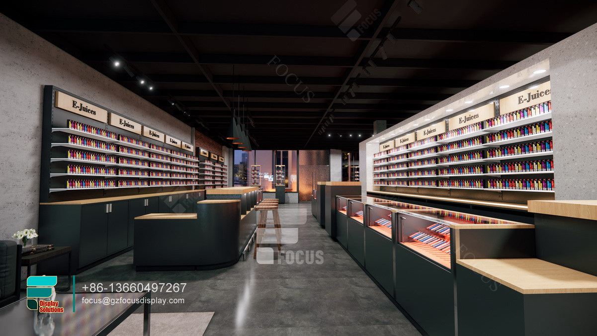 Tobacco Shelves Smoke Shop Custom Display Glass Showcase