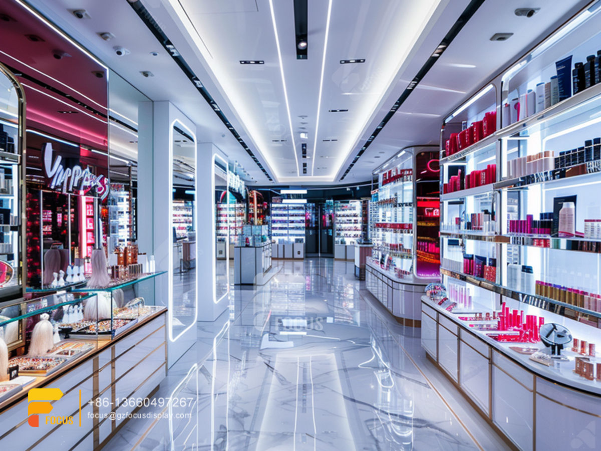 Cosmetic Retail Displays Perfume Shop Interior Design Wig Shelf