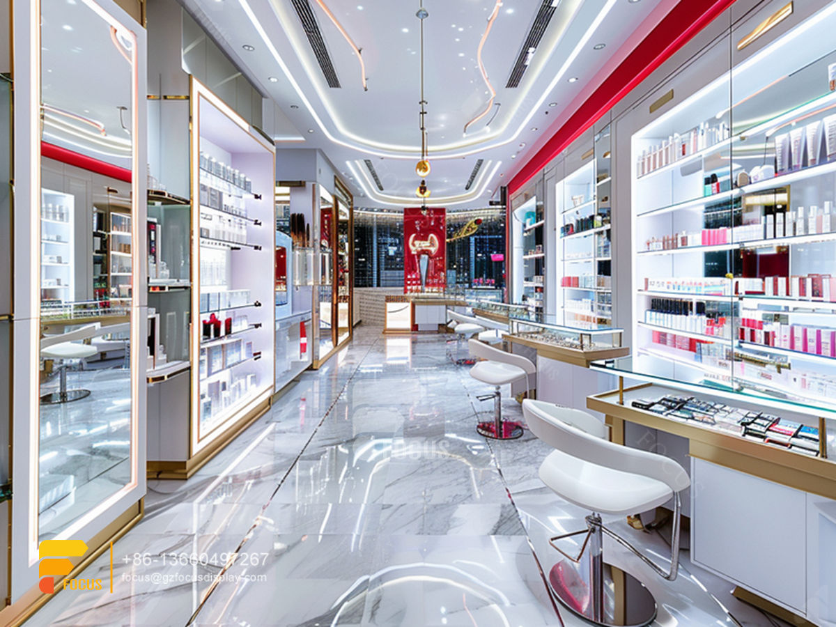Cosmetic Retail Displays Perfume Shop Interior Design Wig Shelf