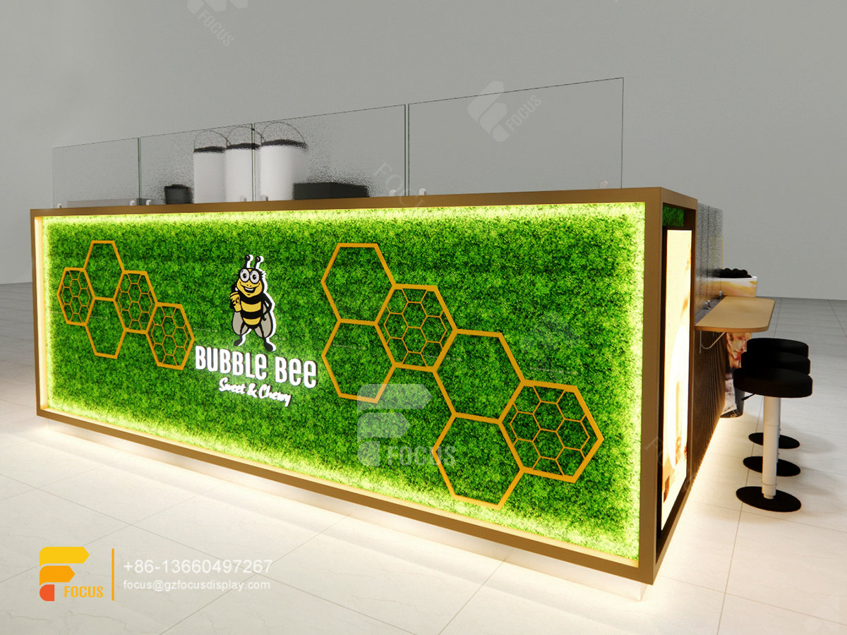 Cafe Kiosk Design Commercial Coffee Station Counter Bubble Tea Display