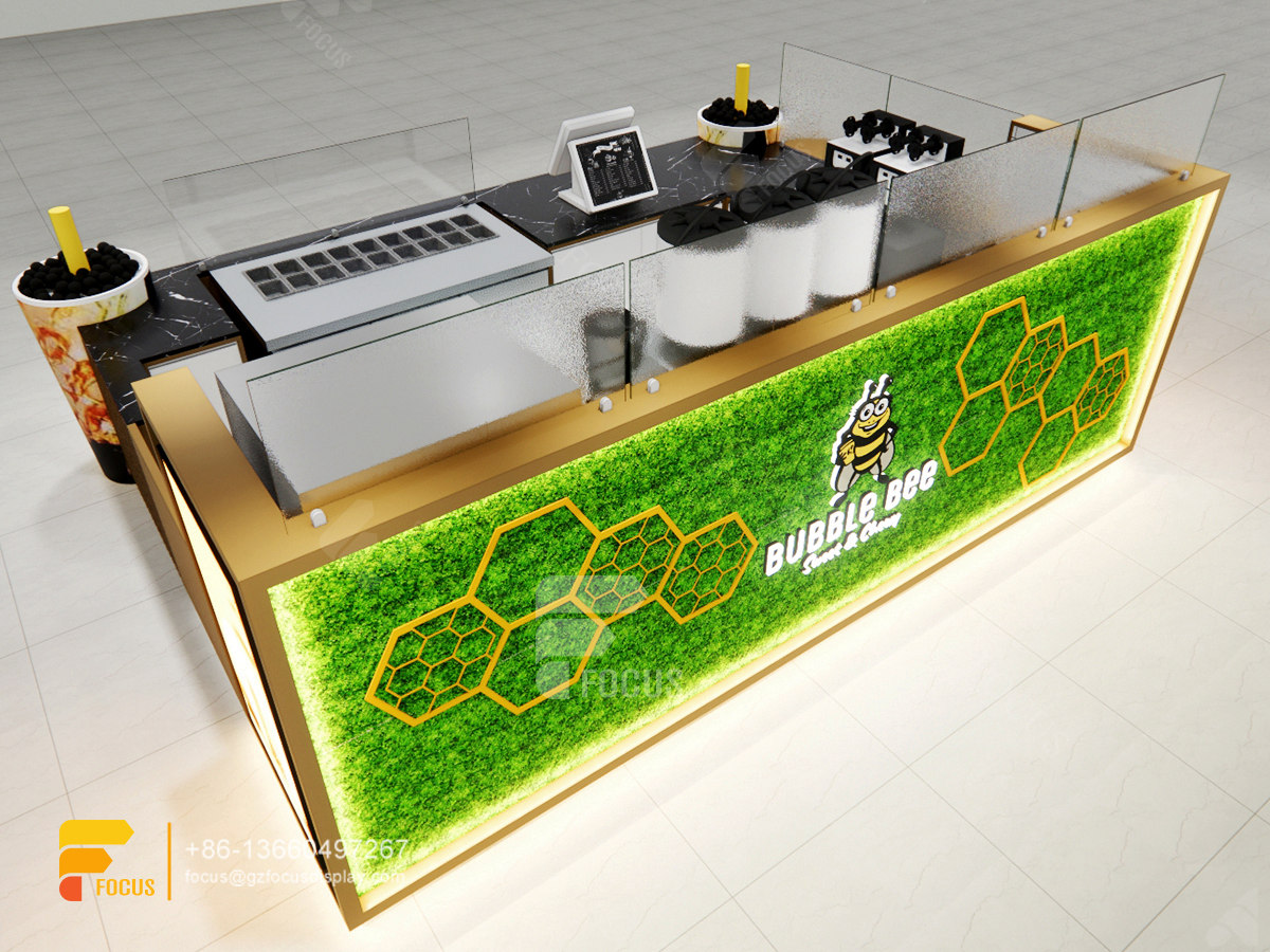 Cafe Kiosk Design Commercial Coffee Station Counter Bubble Tea Display