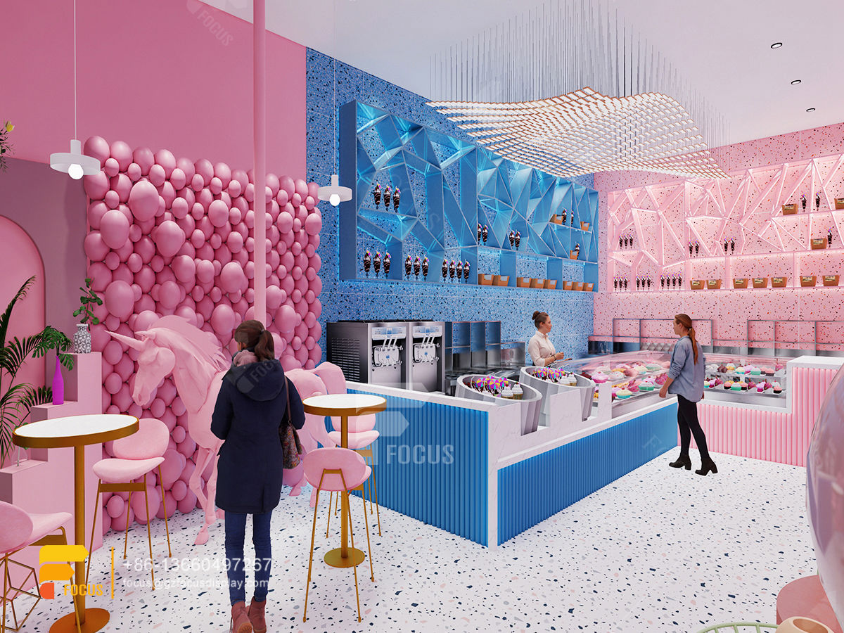 Coffee Shop Interior Design 3D Commercial Coffee Station Counter Milk ...