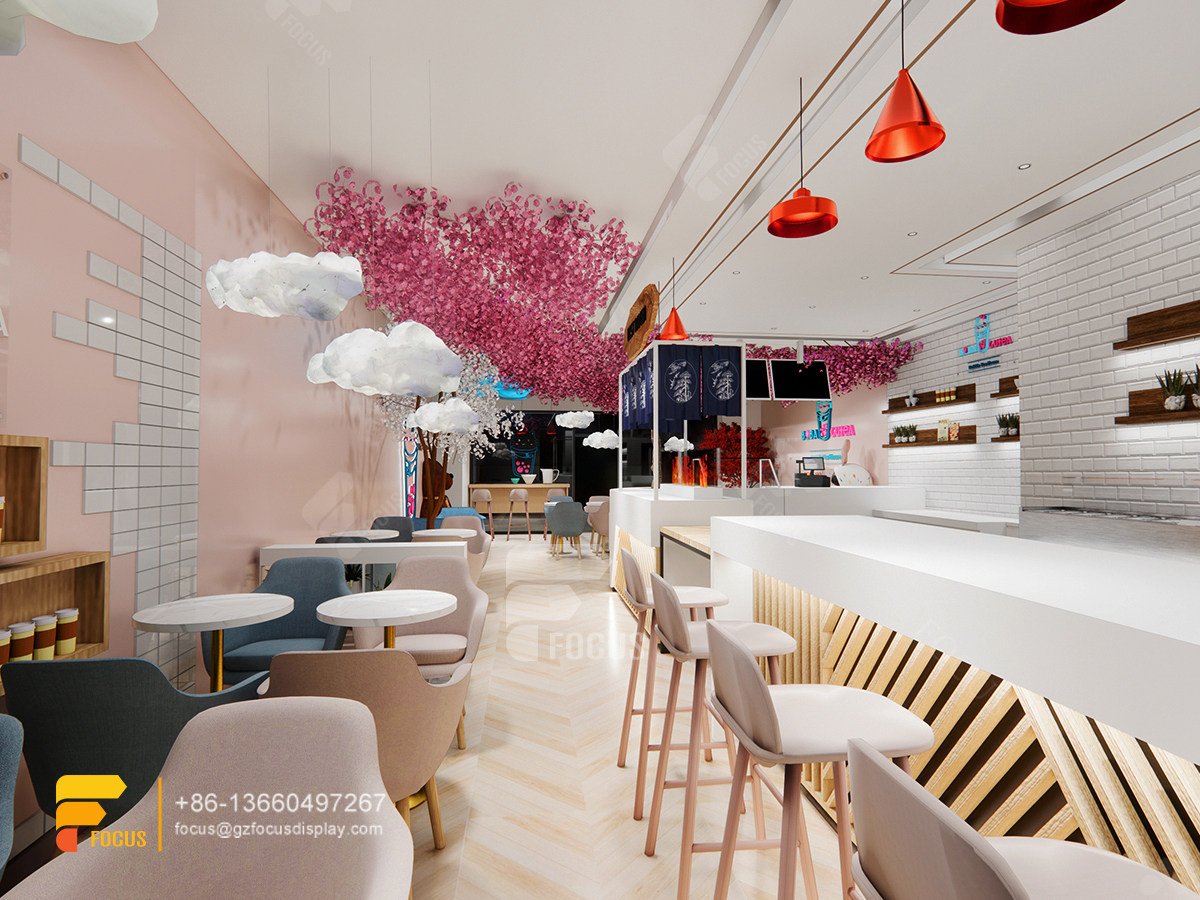 Coffee Shop Interior Design Layout Counter Coffee Bubble Tea Graphic Design