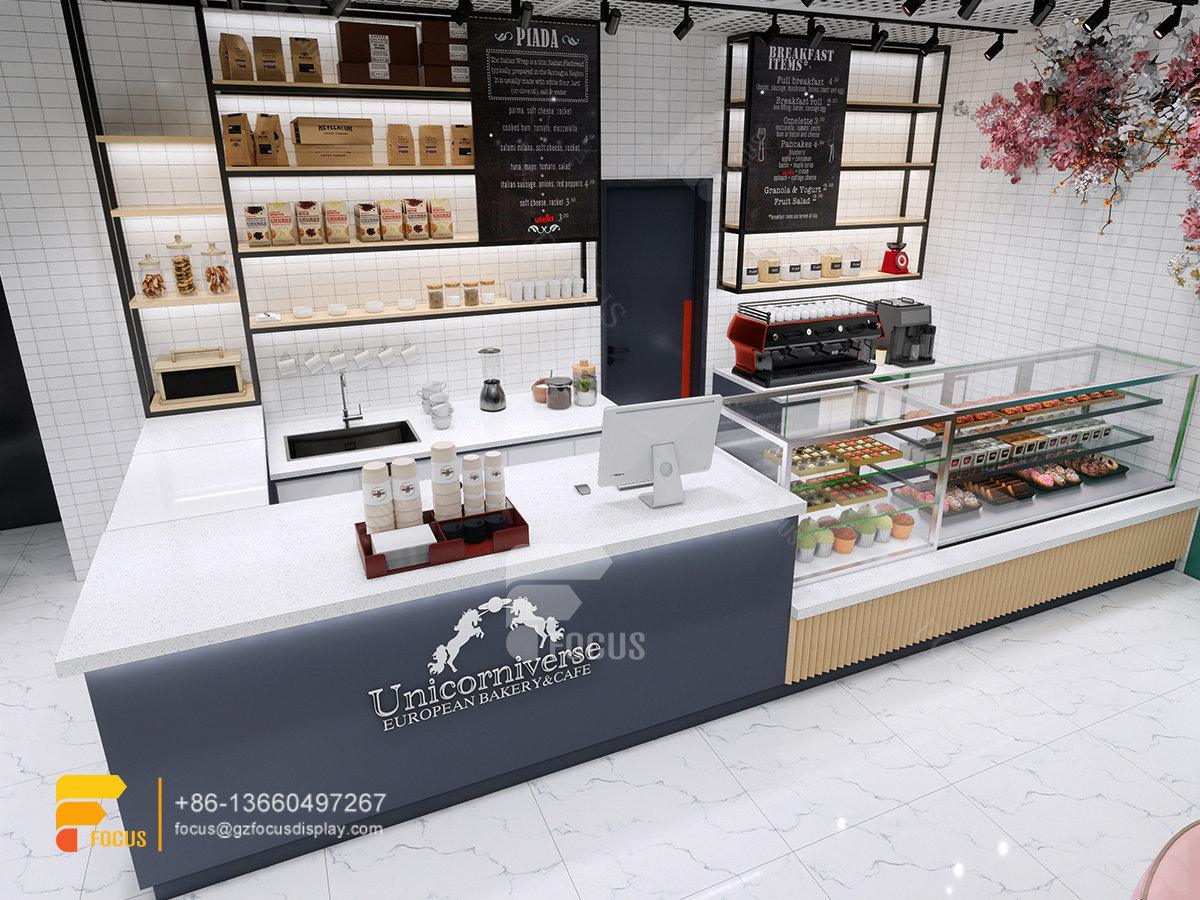 Colorful Coffee Shop Design Front Counter Bubble Tea Counter Design
