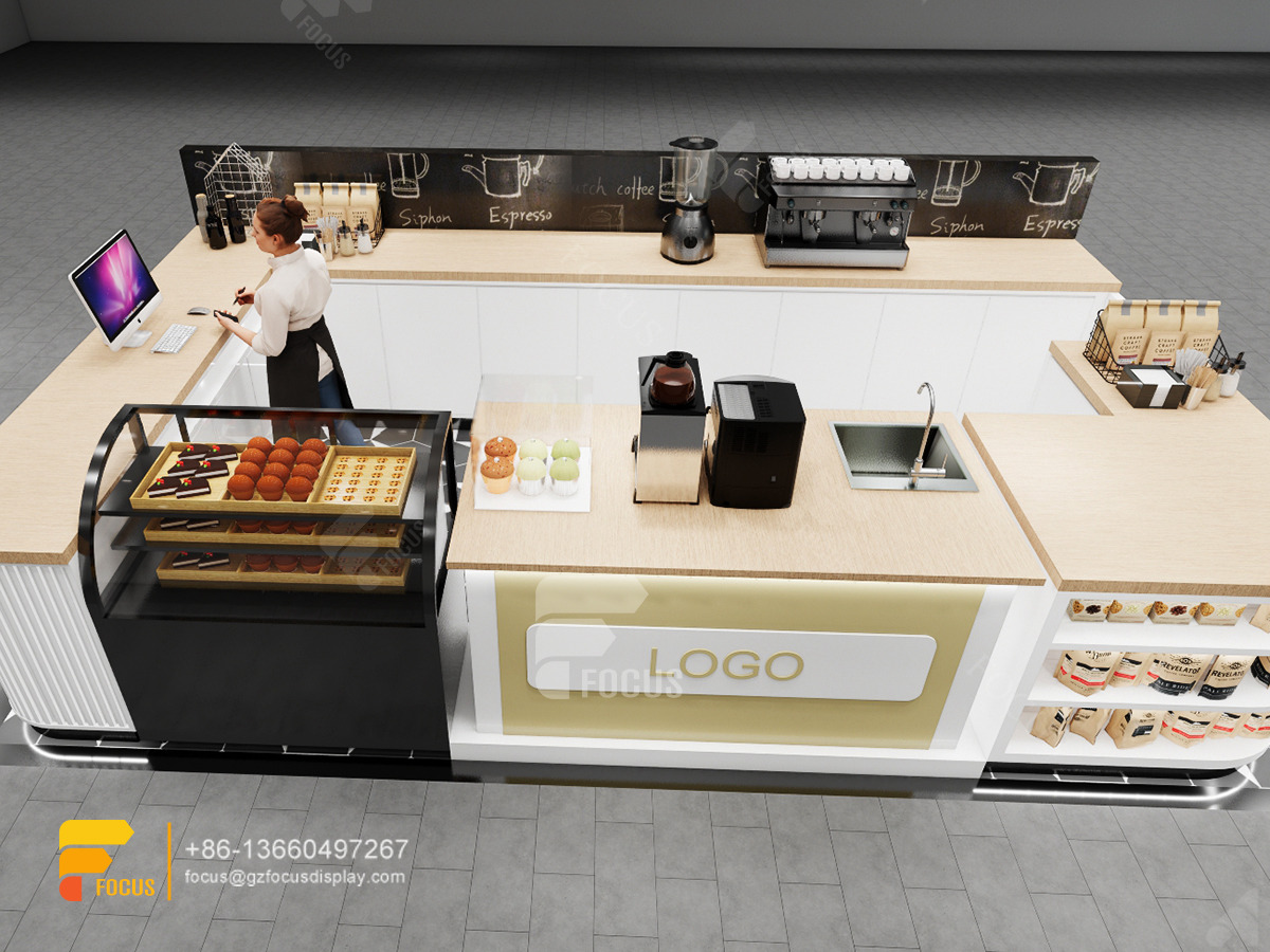Custom Coffee Kiosk Cafe Service Counter Milk Tea House Design