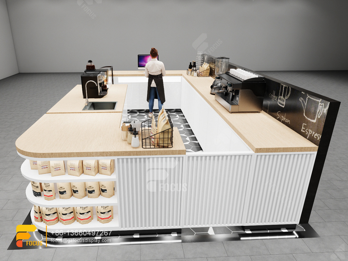 Custom Coffee Kiosk Cafe Service Counter Milk Tea House Design